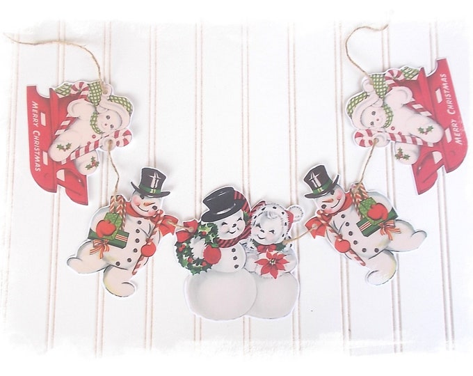 Snowman Garland, Snowman Banner, Holiday Banner, Snowflake Banner ...