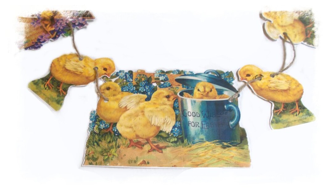 Easter Chick Banner Vintage Style Banner Laminated Easter Decor. Easter ...
