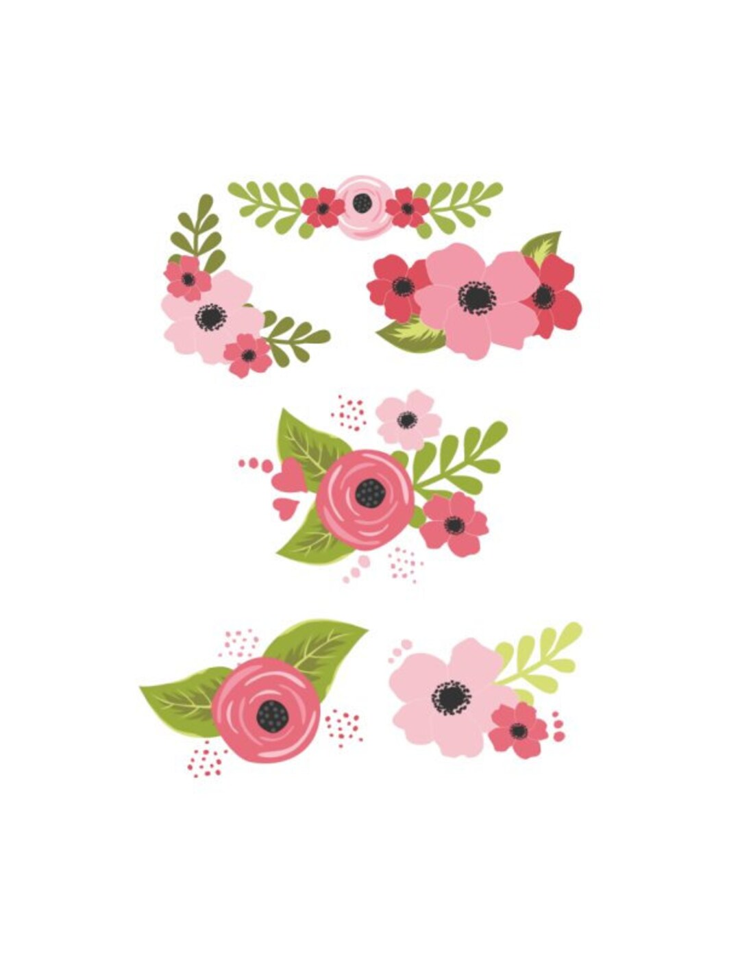 Flowers Iron on Heat Transfers for Creating Pillows Craft Projects DIY ...