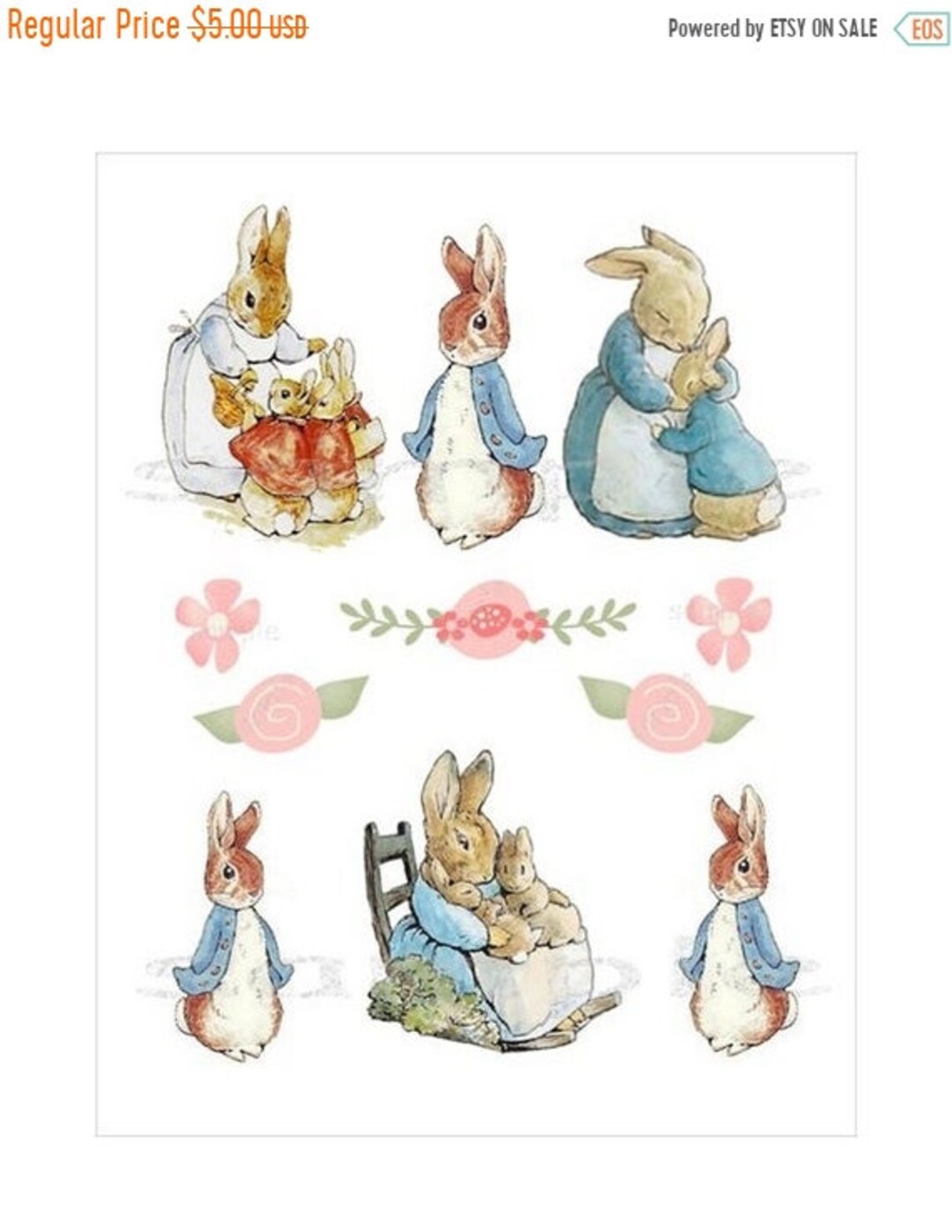 Peter Rabbit Iron on Transfers Peter Rabbits Decoration for Crafting ...