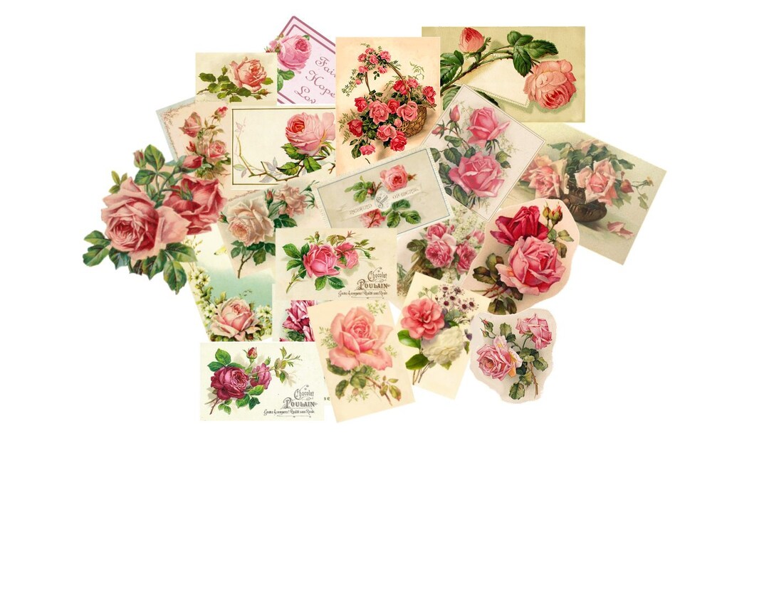 Vintage Roses Lot of Die Cuts...labels, Tags, Scrapbooks, Journals ...