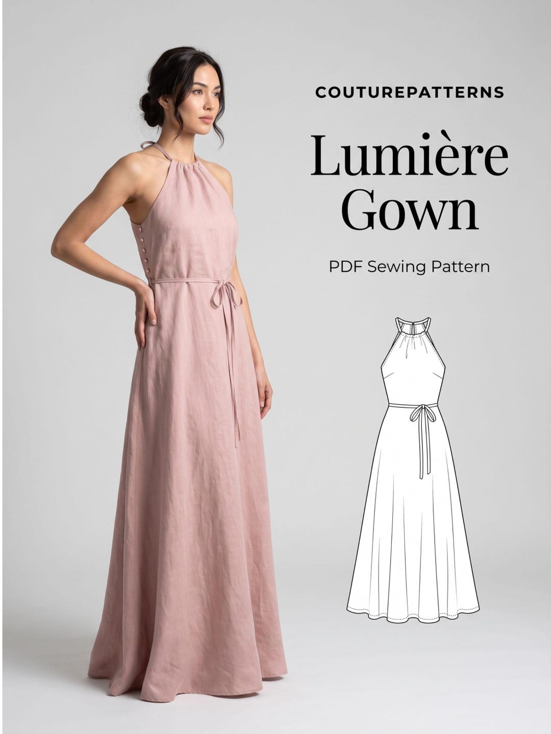 Lumière Gown Dress Sewing Pattern | Easy Summer Maxi Sundress (PDF ...