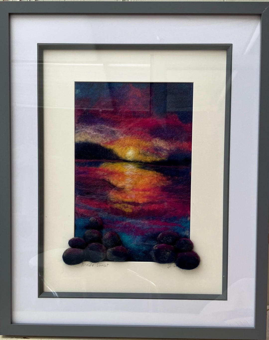 Needle Felted Wool Painting Sunset - Etsy