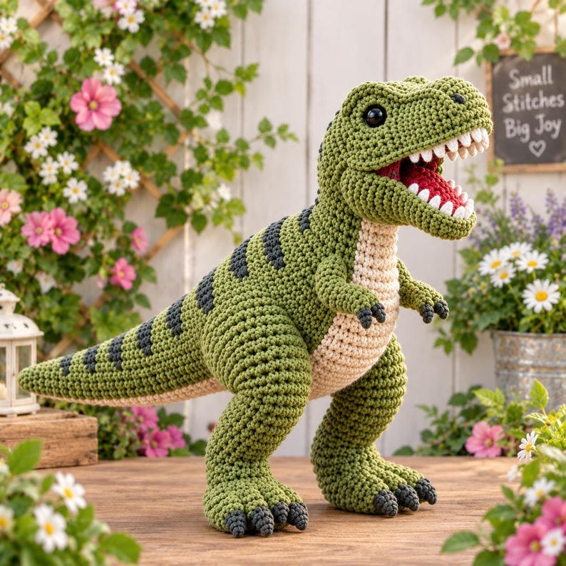 Dinosaur Crochet Pattern Bundle, 5 Amigurumi Dinosaur Patterns, T Rex ...