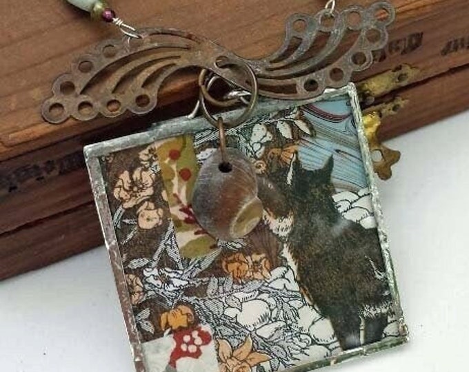 White Fox in the Fairyland Georgian Cloisonne Enamel Pendant With Green ...