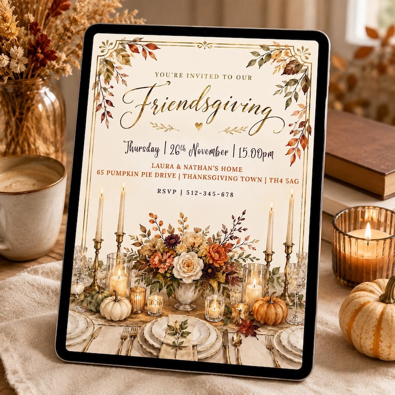 Friendsgiving Invitation Template | Thanksgiving | Autumn Dinner Party ...
