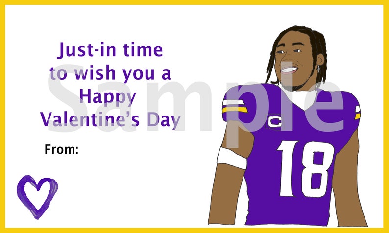 Justin Jefferson Printable Valentines - Etsy