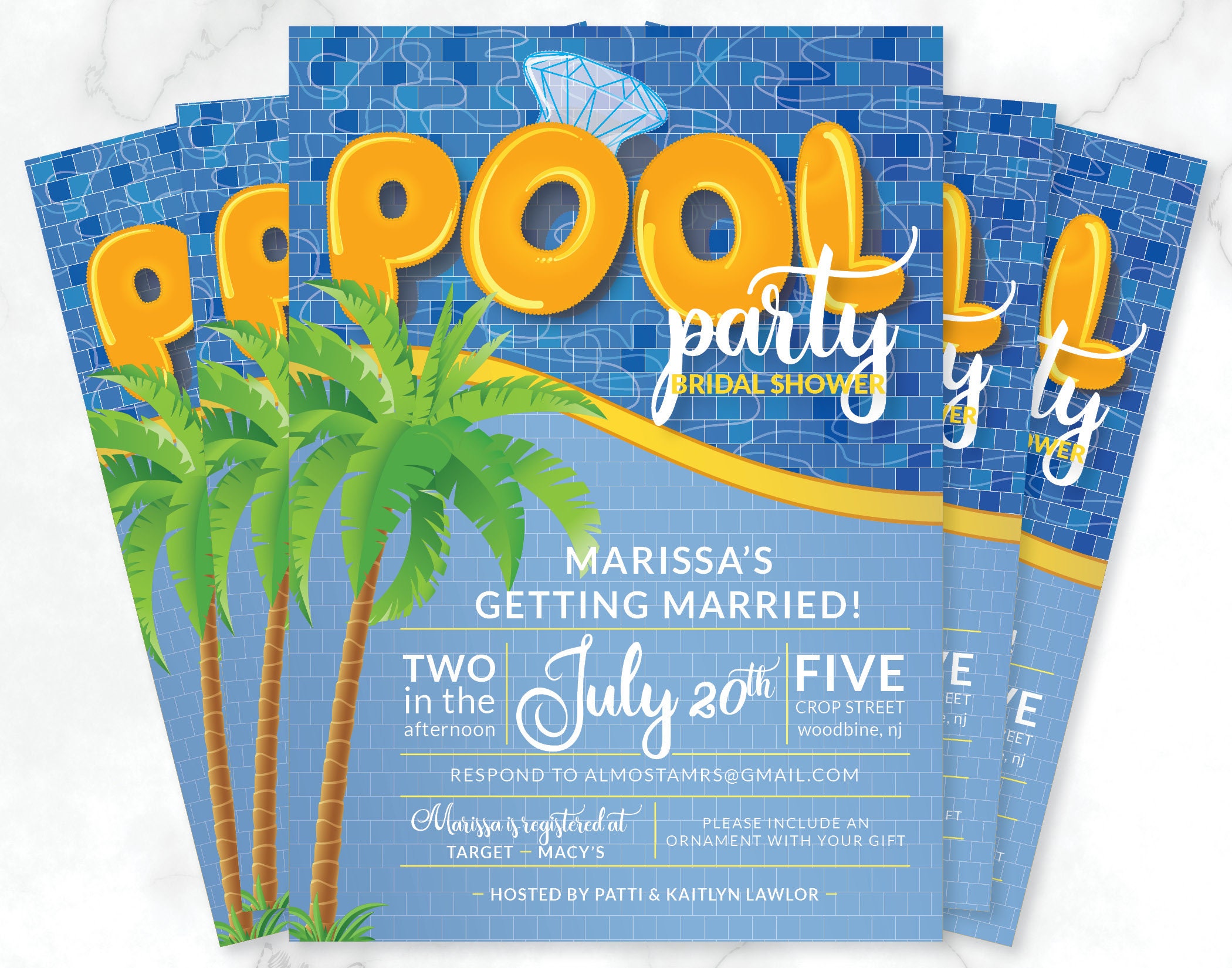 Summer Wedding Shower Pool Party Invitation Luau Bridal | Etsy