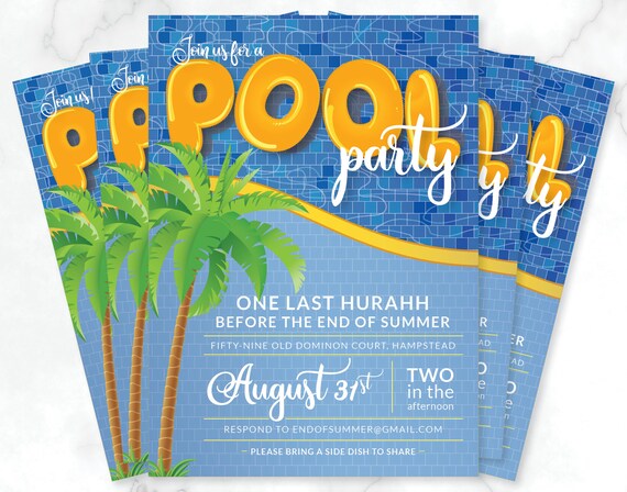 Pool Float Invite PRINTABLE Summer Pool Birthday Pool Party Invitation ...