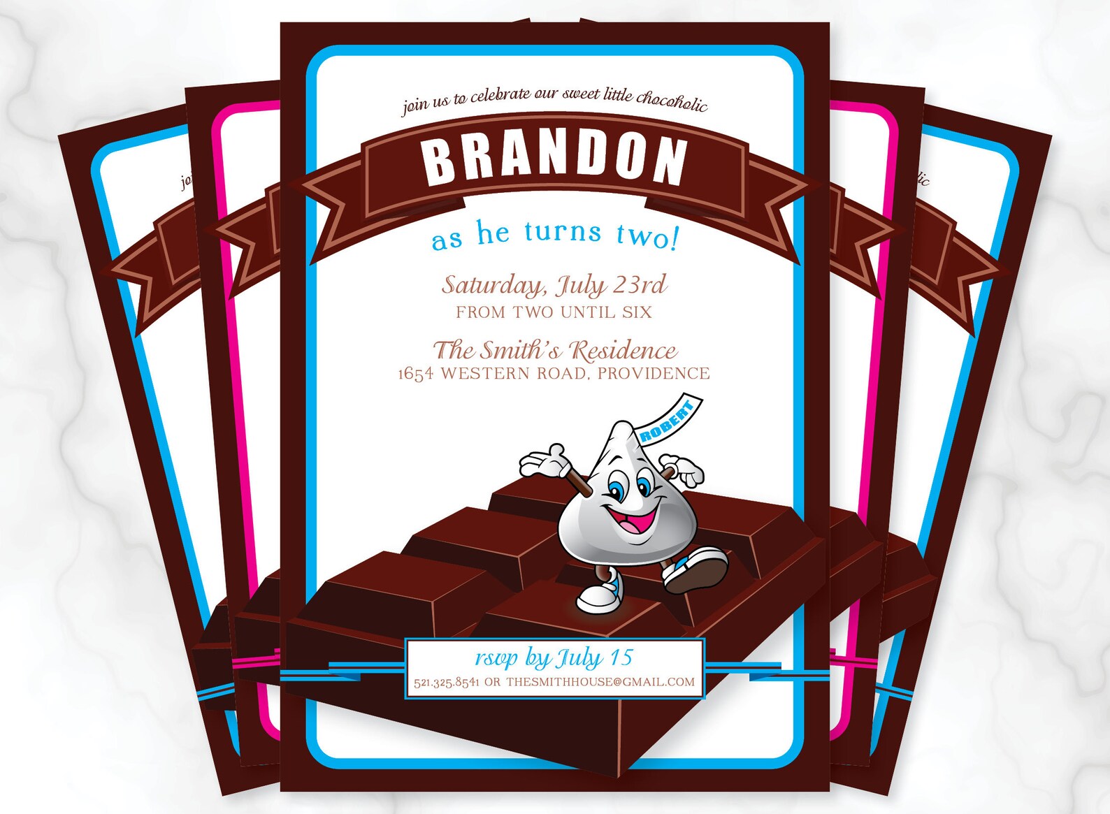 Chocolate Birthday Party Invitation, Chocolate Kisses Invite ...