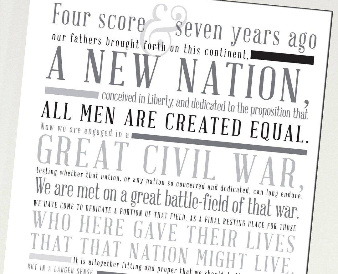 INSTANT DOWNLOAD Gettysburg Address Educational Poster, Abraham Lincoln ...