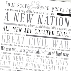 INSTANT DOWNLOAD Gettysburg Address Educational Poster, Abraham Lincoln ...