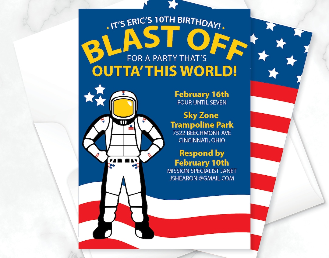 Out of This World Birthday Party Invitation, Astronaut Invite, Outer ...