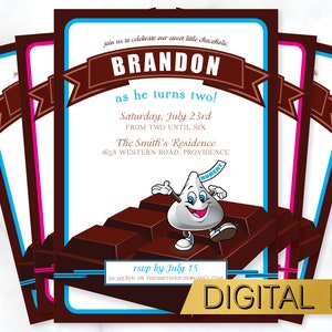 Chocolate Birthday Party Invitation Chocolate Kisses Invite - Etsy