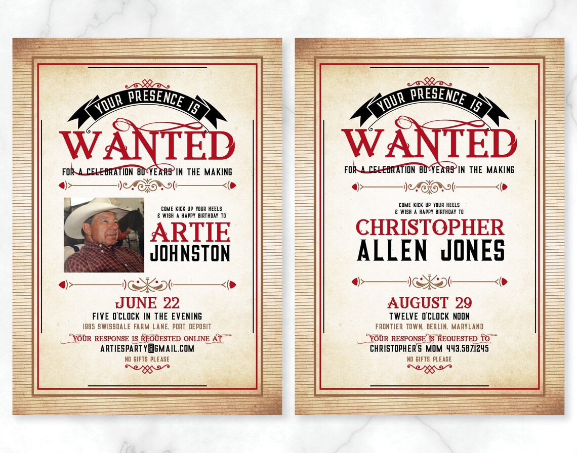 Wanted Poster Invitation Modern Wild West Birthday Invite | Etsy