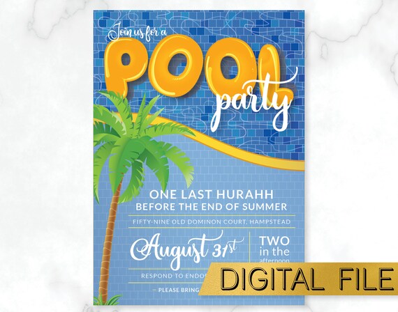 Pool Float Invite PRINTABLE Summer Pool Birthday Pool Party Invitation ...