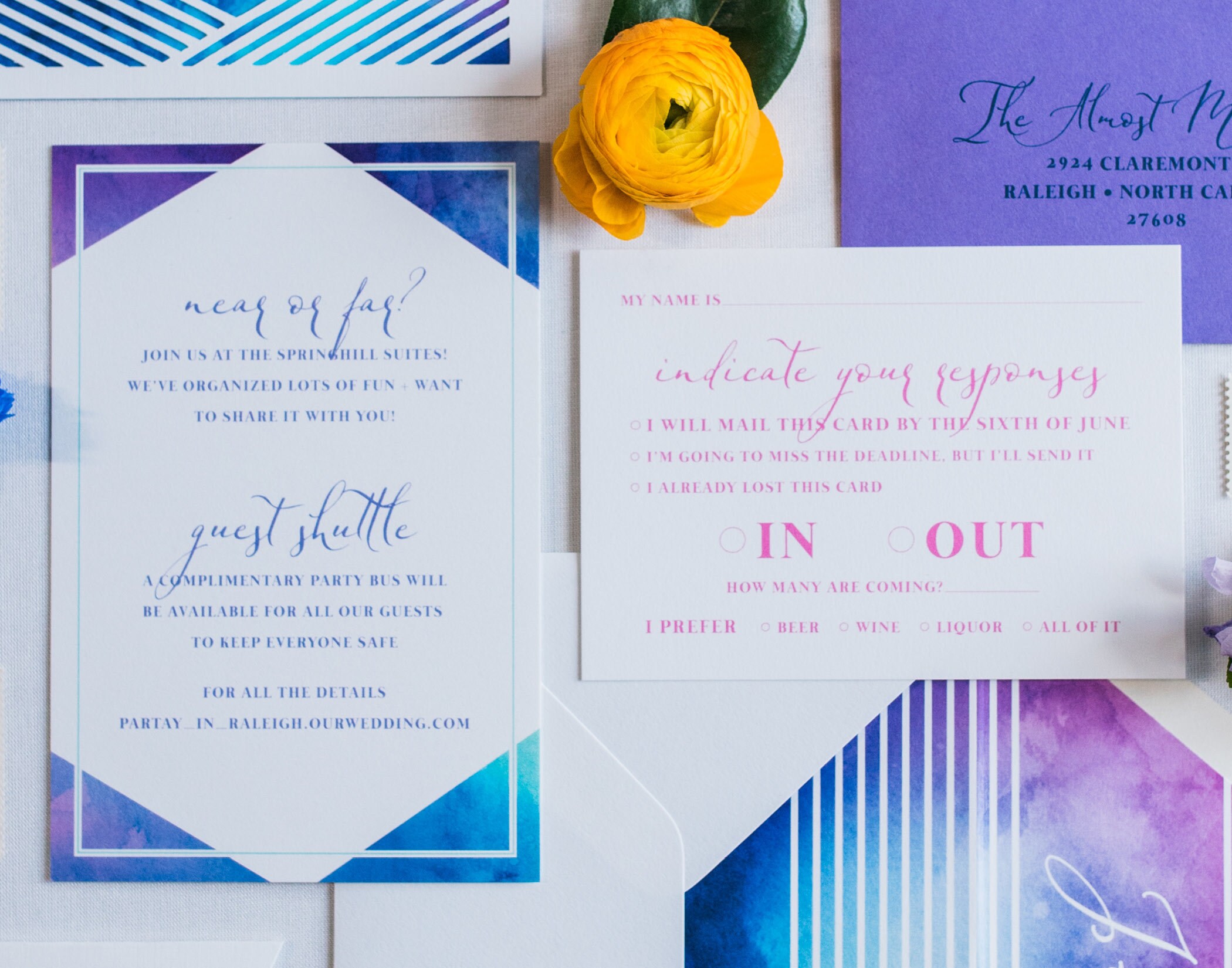 Bright and Modern Watercolor Wedding Invitation Kit Custom | Etsy