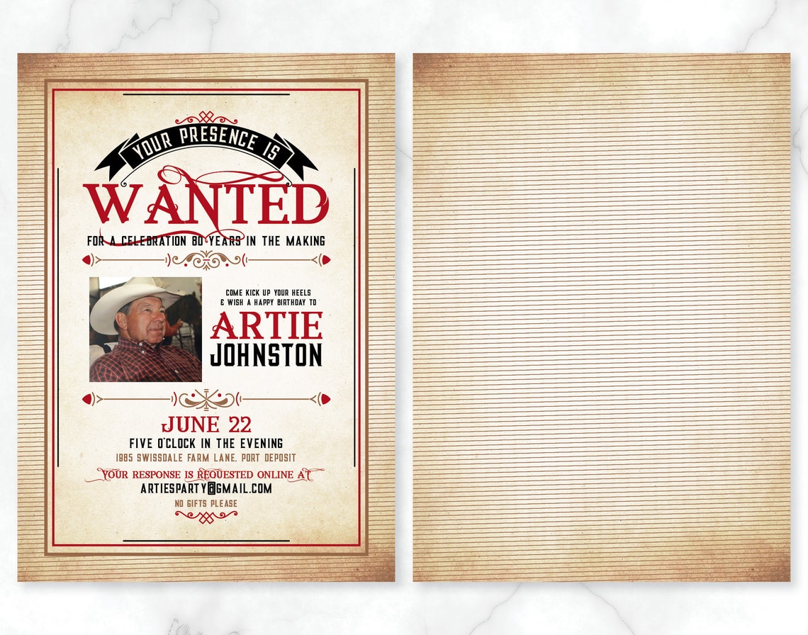 Wanted Poster Invitation Modern Wild West Birthday Invite | Etsy
