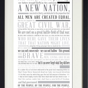 INSTANT DOWNLOAD Gettysburg Address Educational Poster, Abraham Lincoln ...