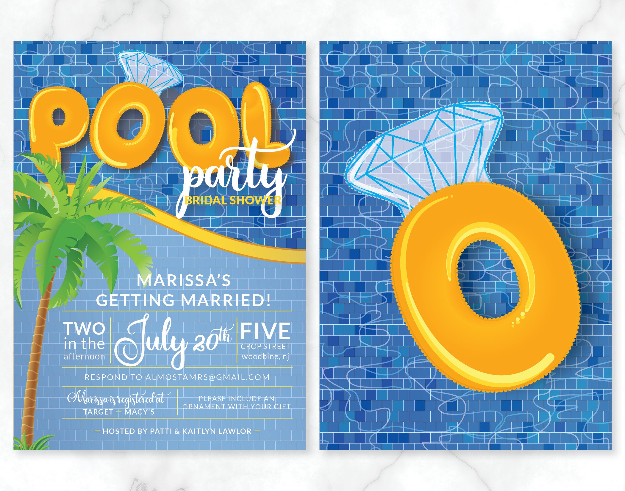 Summer Wedding Shower Pool Party Invitation, Luau Bridal Shower Invite ...