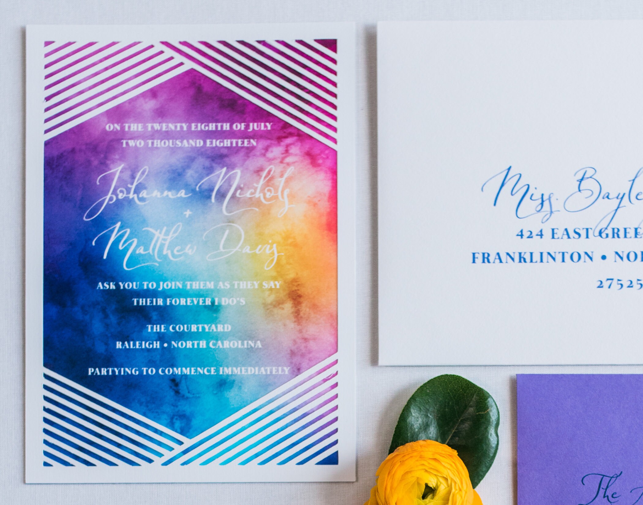Bright and Modern Watercolor Wedding Invitation Kit Custom | Etsy