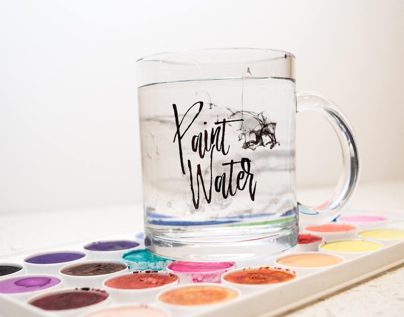 Paint Water Mug, Glass Paint Brush Rinse Cup, Painters Mug, Artist ...