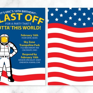 Out of This World Birthday Party Invitation, Astronaut Invite, Outer ...
