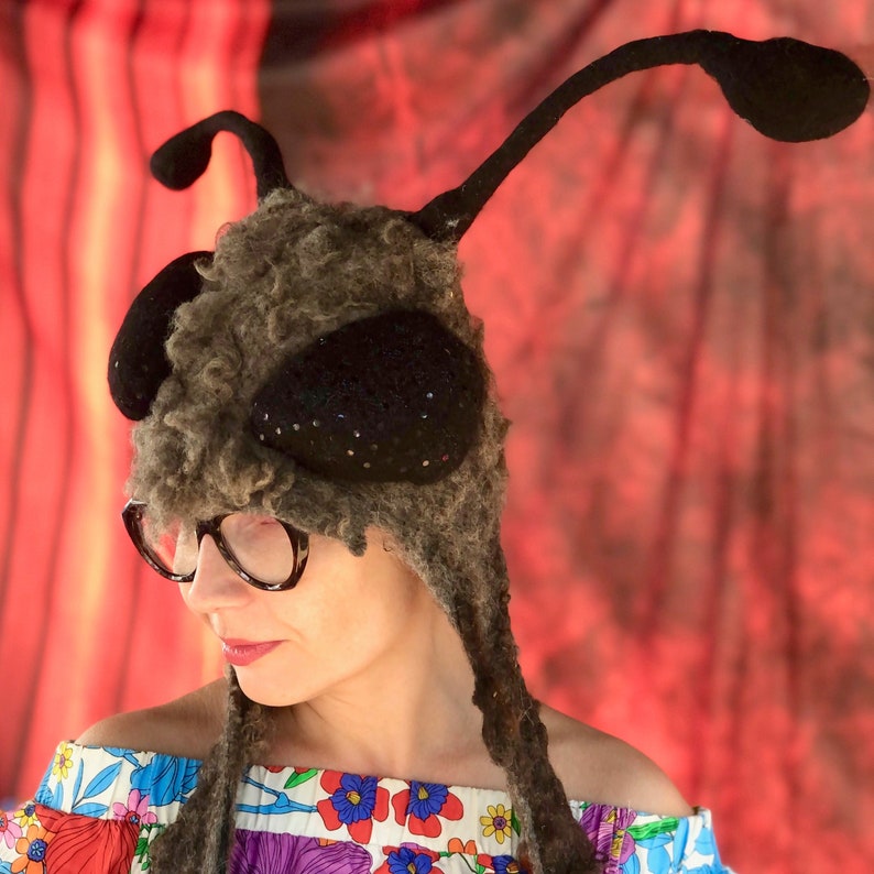 Gothic Moth Headdress: Hand Felted Wool Costume Hat With Posable ...