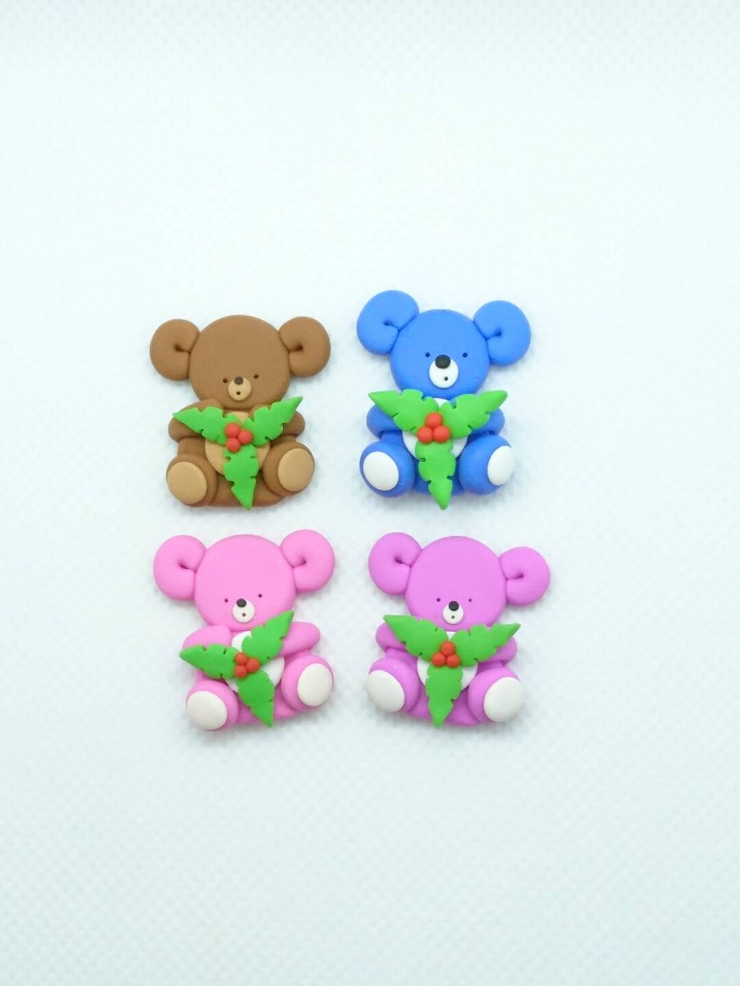 Fimo Bear With Holly - Embellishment to Decorate Your Own Greeting ...