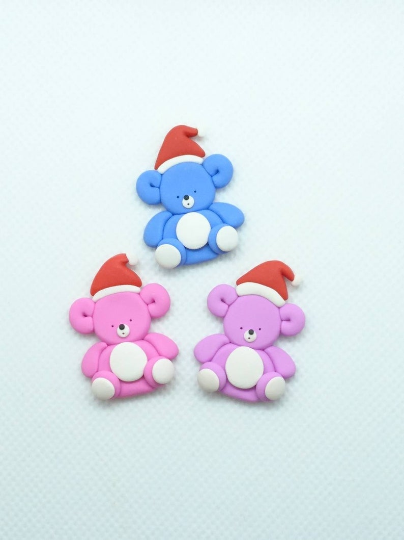 Fimo Bear With Santa Hat Embellishment to Decorate Your Own - Etsy