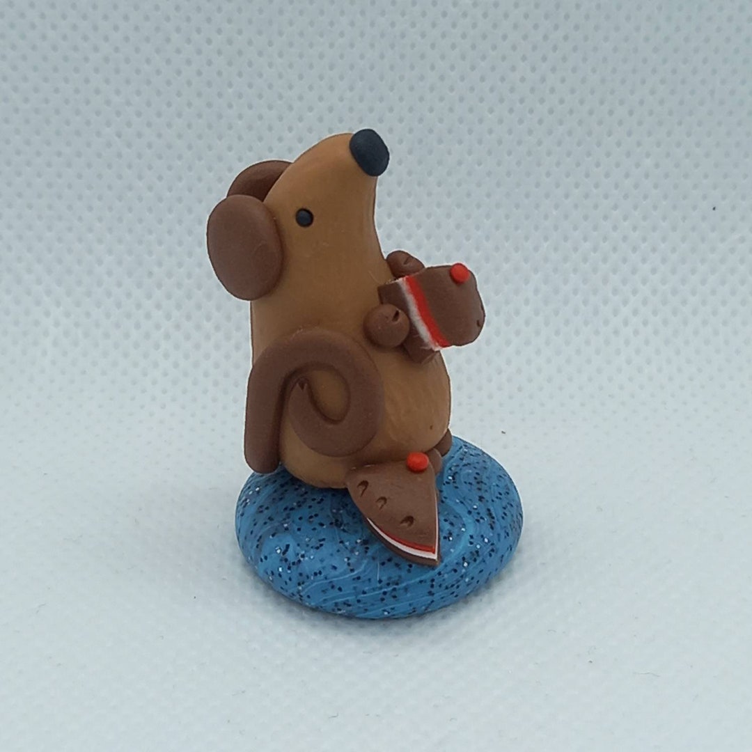 Miniature Rat With Slice of Cakes, Polymer Clay Rat, Handmade Rat ...