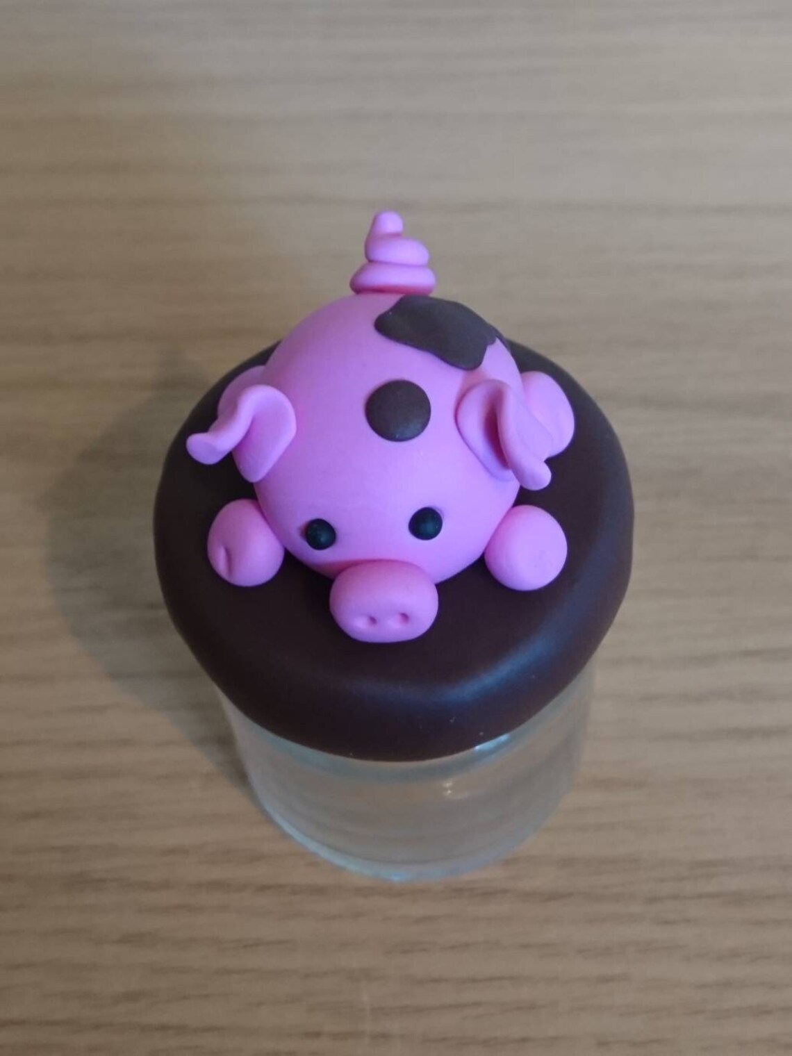 Cute Little Muddy Piggy Miniature Jar. Decorated With Fimo Pig Lid ...