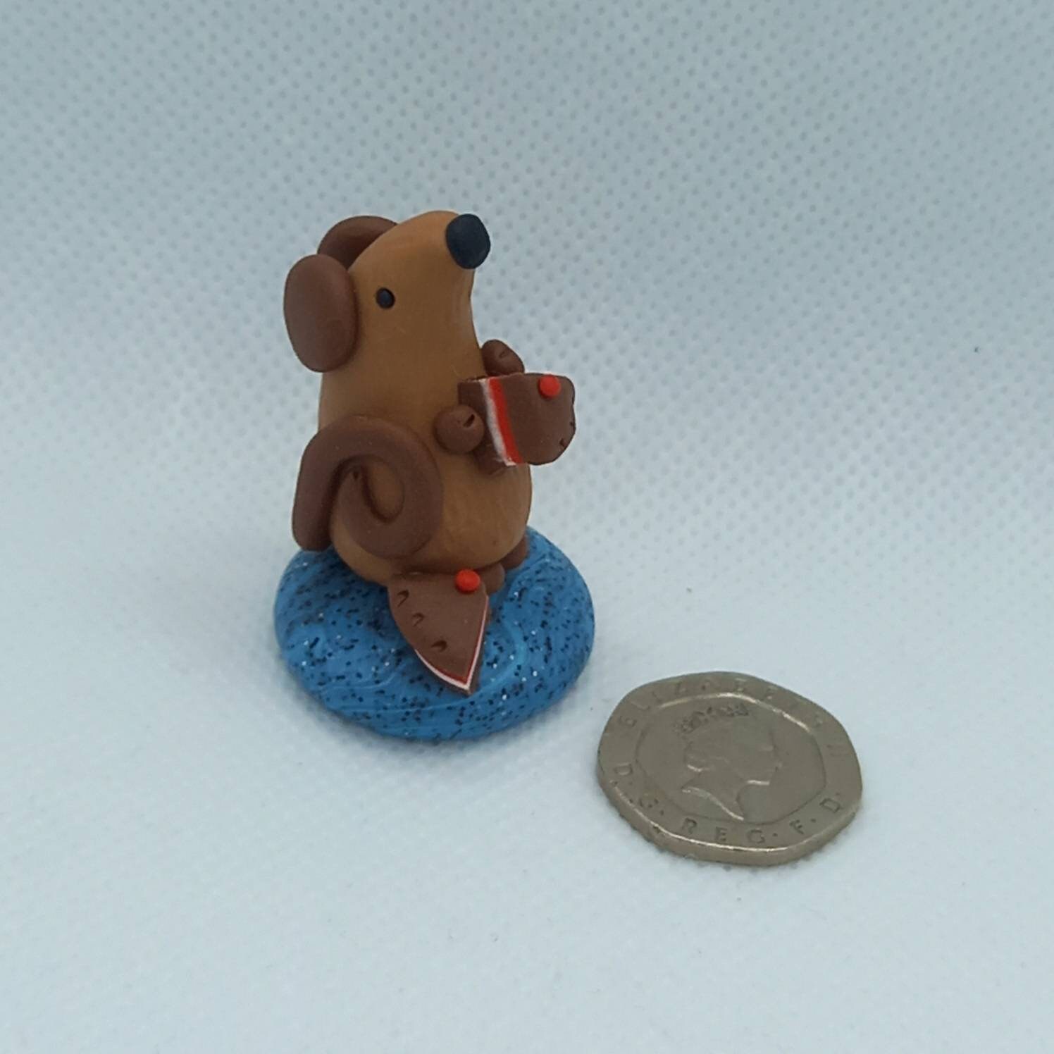 Miniature Rat With Slice of Cakes, Polymer Clay Rat, Handmade Rat ...