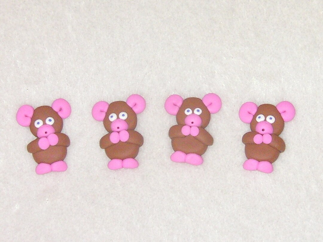 4 Polymer Clay Monkeys, Card Making Embellishments, Clay Monkey ...