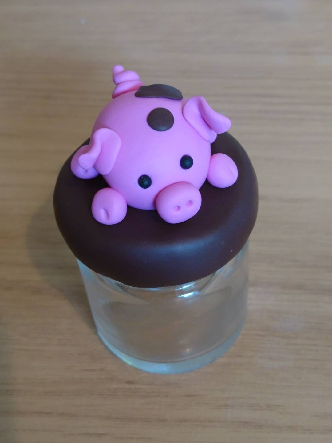 Cute Little Muddy Piggy Miniature Jar. Decorated With Fimo Pig Lid ...