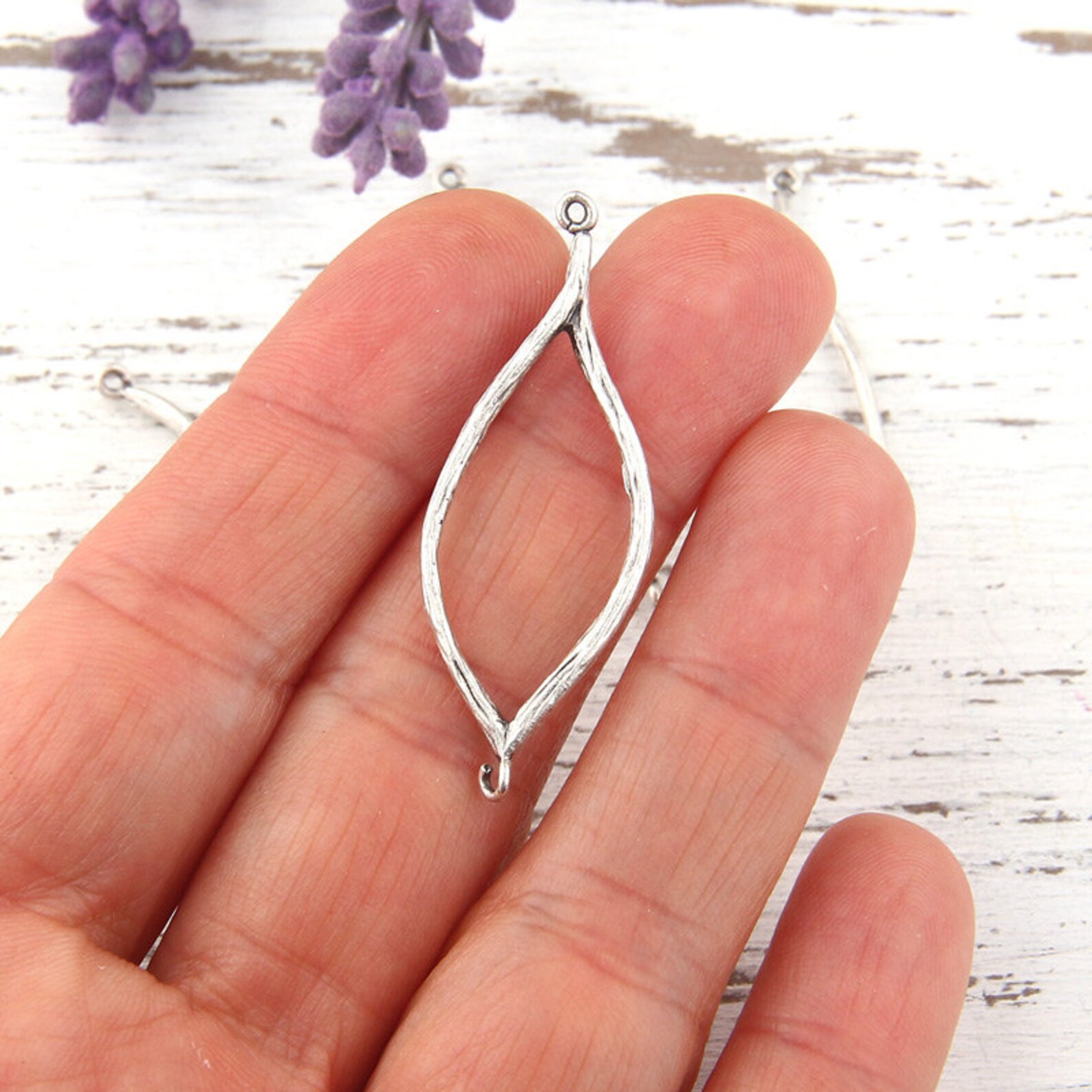 Textured Long Oval Connector Link Eye Shaped Connector With - Etsy