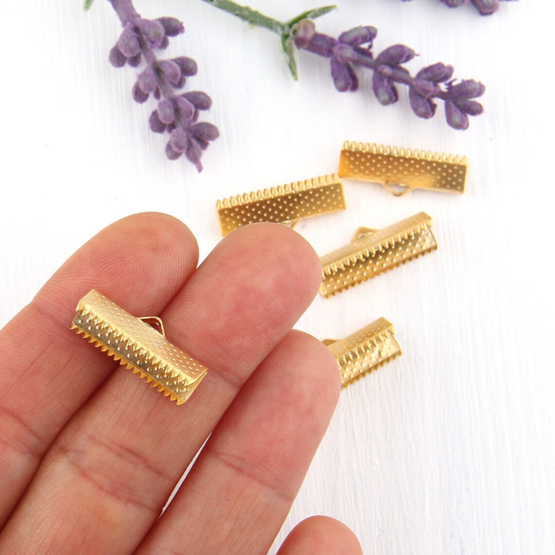 Gold Ribbon Clips, Cord Clamp,25 Mm, 6 Pieces // GF-151 - Etsy