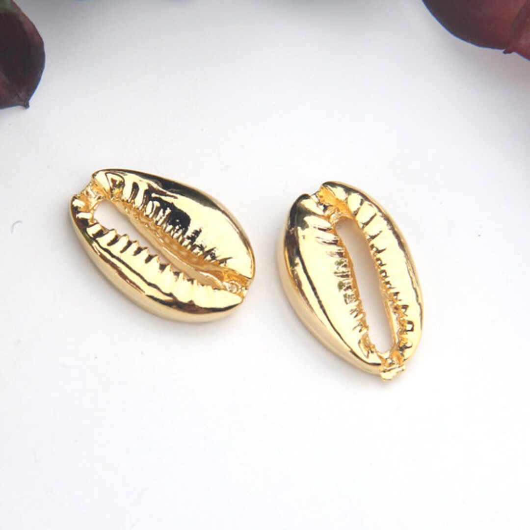 Shiny Gold, Metal Cowrie Shell Connector, Beach Jewelry, Shell Charms ...