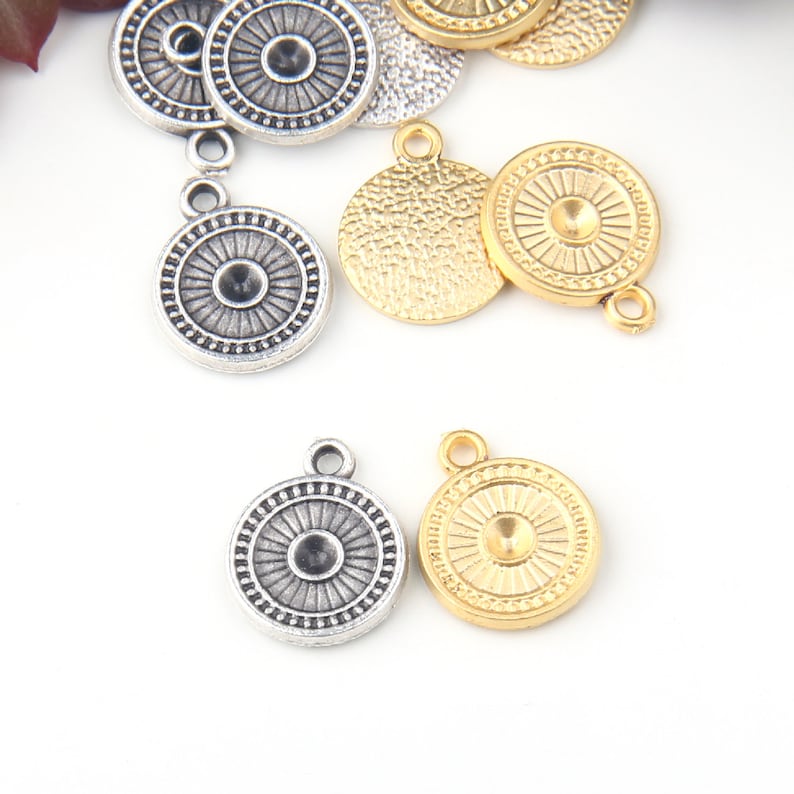 Gold, Round Textured Mini Drop Charms, Jewelry Findings, Metal Charms ...