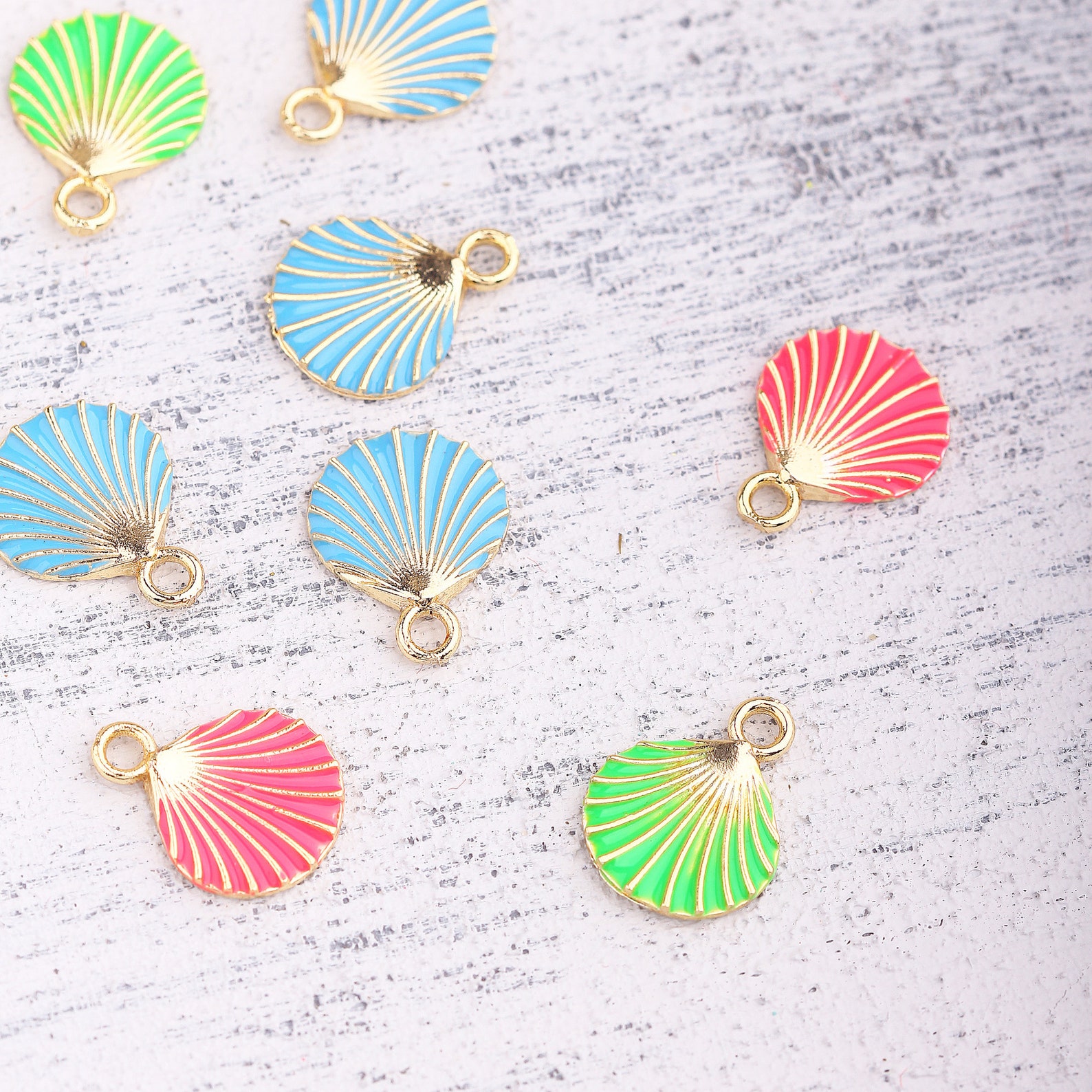 Enamel Shell Charms Enamel Sea Shell Pendants Scallop Shell - Etsy