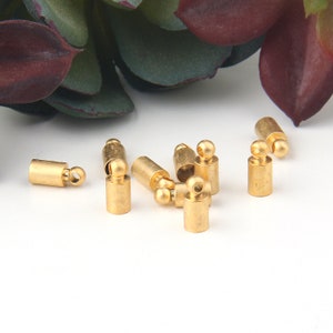 10 Mini Cord Caps, Mini Gold Caps, 22k Matte Gold Plated, 4x9mm // GF ...