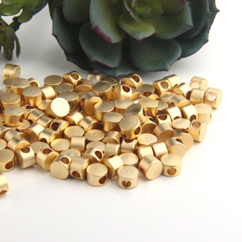 Gold, Round Smooth Bead Sliders, Gold Beads, Bead Spacers, 6 Pieces ...