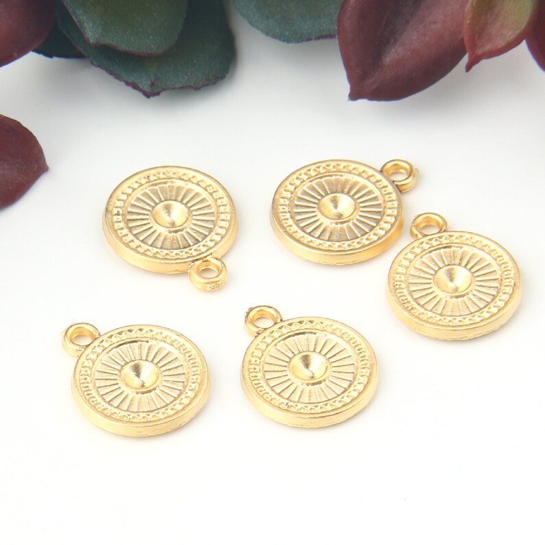 Gold, Round Textured Mini Drop Charms, Jewelry Findings, Metal Charms ...