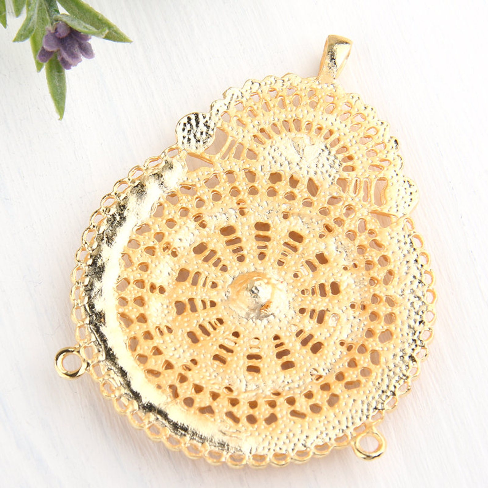 Blue Large Round Filigree Focal Pendant Connector 56mm 1 | Etsy