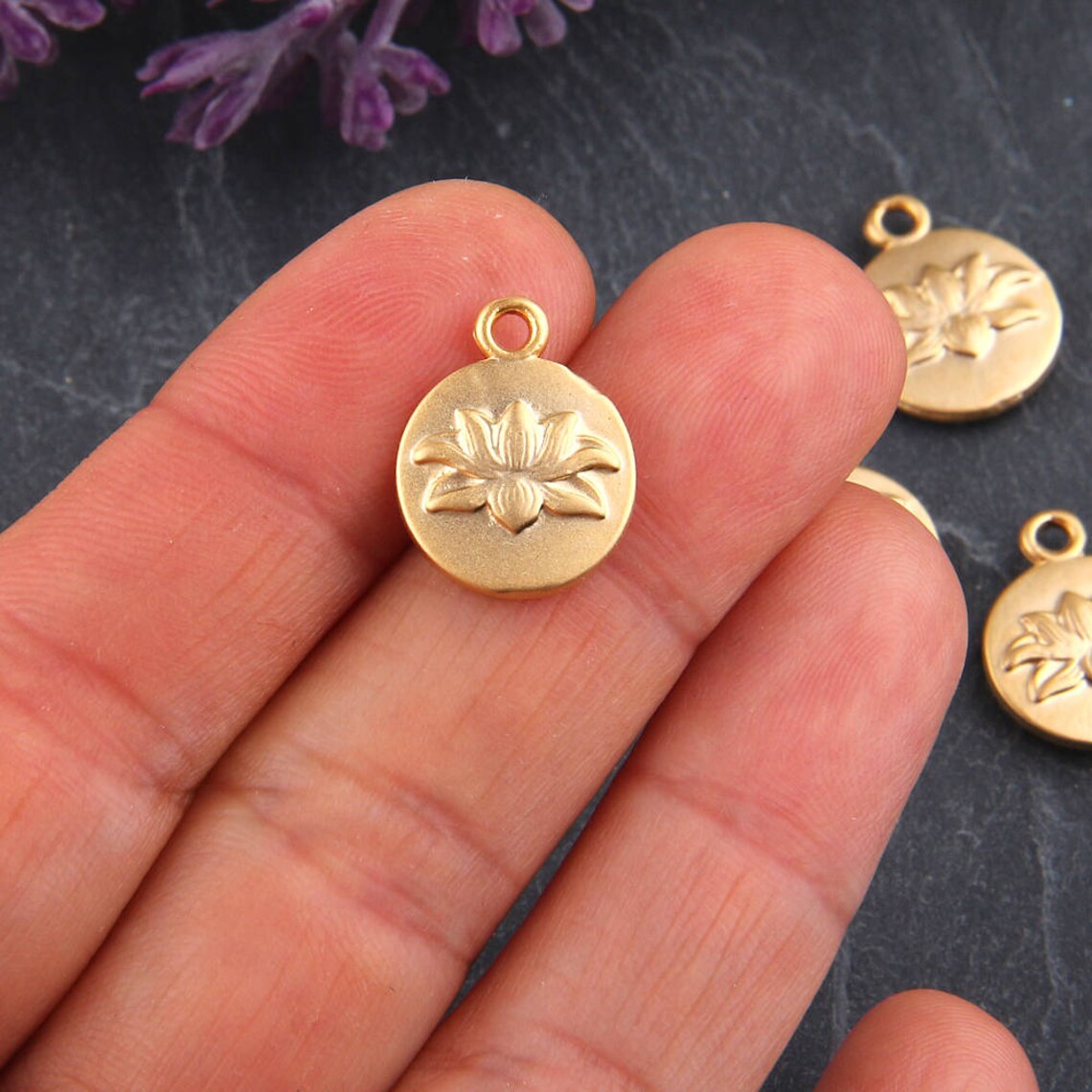 Gold Lotus Flower Charms Flower Charms Lotus Charms Gold - Etsy
