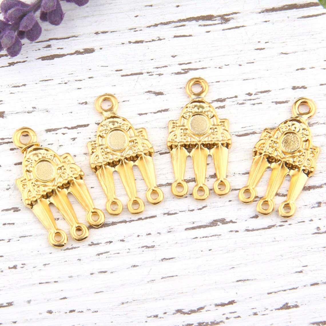 Triple Loop Connector Tribal Multi Loop Link 22k Matte Gold - Etsy