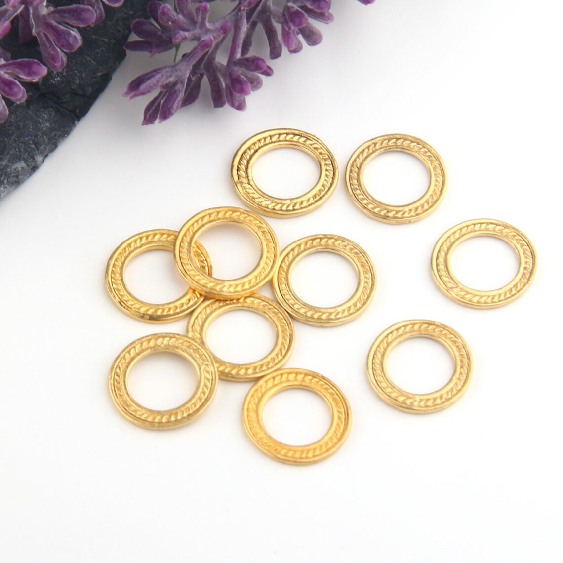 Gold Mini Flat Circle Connectors Circle Organic Connectors - Etsy