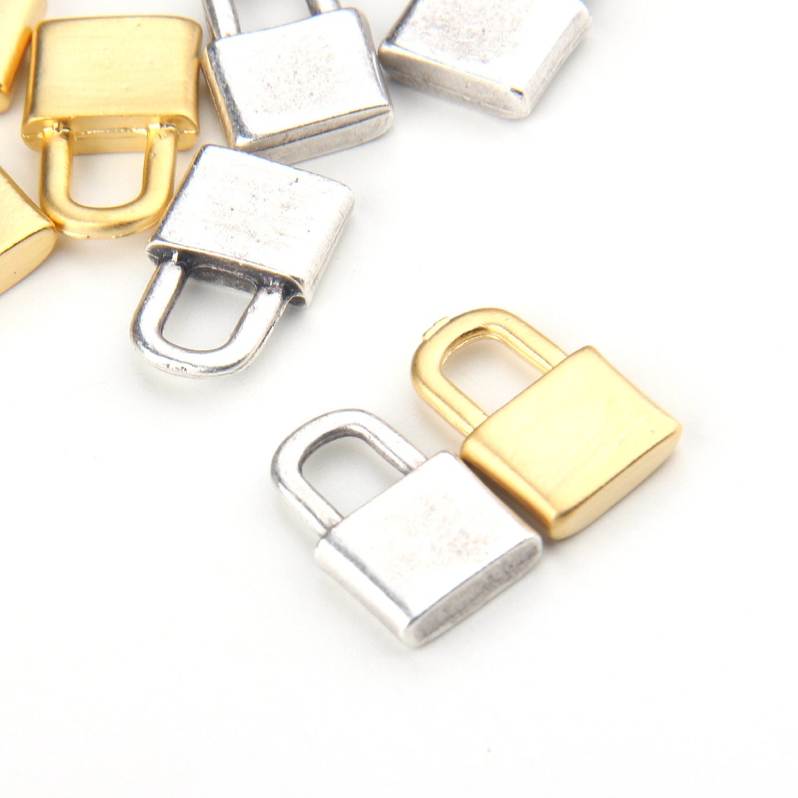 Silver Small Lock Charms Plain Lock Charms 4 Pcs // Sch-190 - Etsy