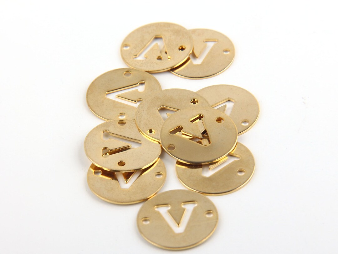 Alphabet Letter Disk Connector Link, Letter V, Cut Out Letter Link, 22k ...