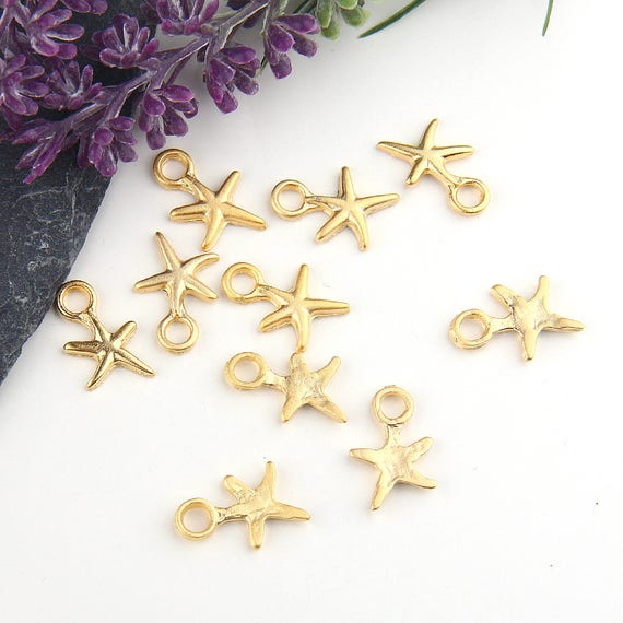 Gold Mini Sea Star Charms Bronze Starfish Charms 10 Pieces - Etsy